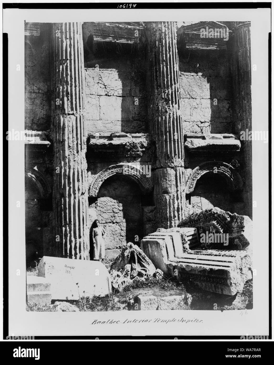 Baalbec. Interior of Temple Jupiter / Bonfils Stock Photo - Alamy