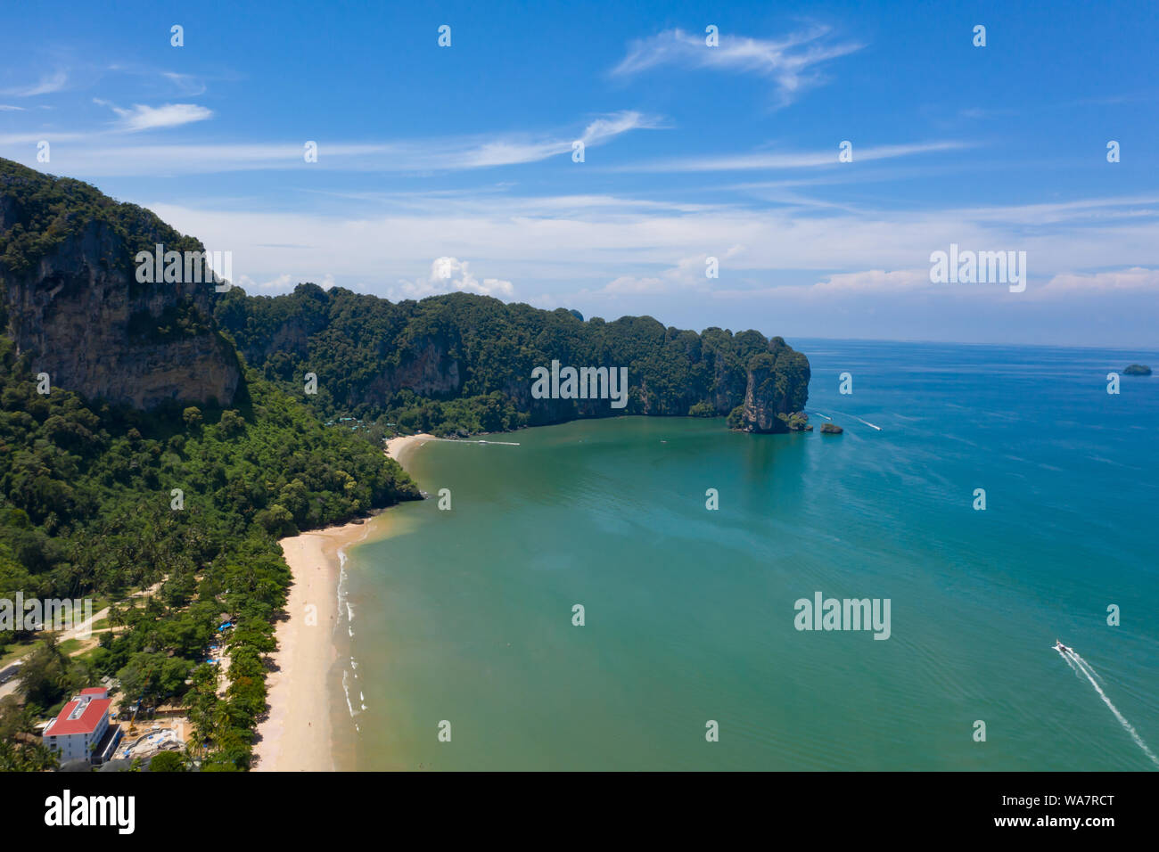 Aerial drone view of popular travel tropical karst rocks perfect for ...