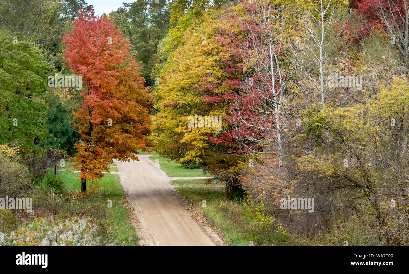 scenic fall country road in Michigan USA Stock Photo - Alamy