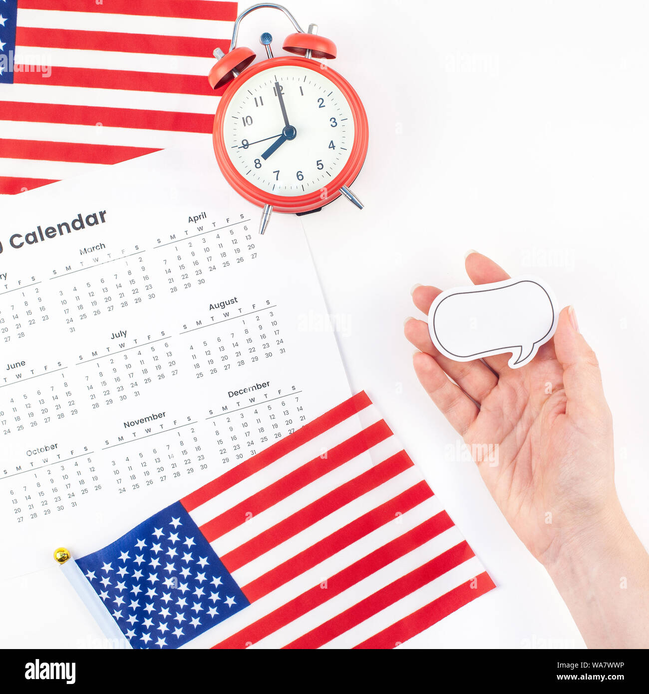 Creative top view flat lay of American flags for Elections, Memorial ...