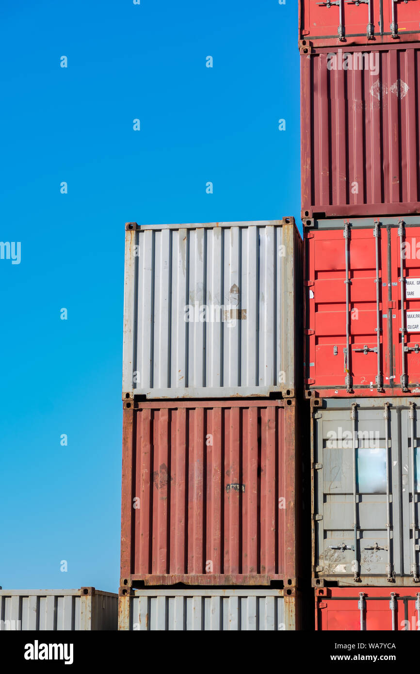 Cargo containers for export and import in maritime terminal Stock Photo ...