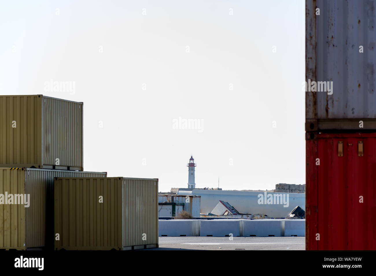 Cargo containers for export and import in maritime terminal Stock Photo ...