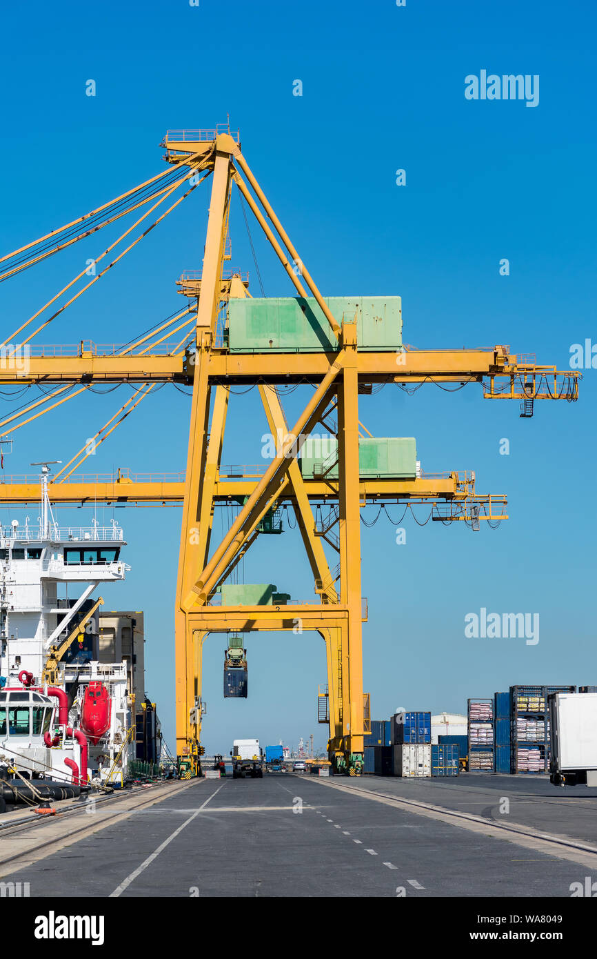 Cargo containers for export and import in maritime terminal Stock Photo ...