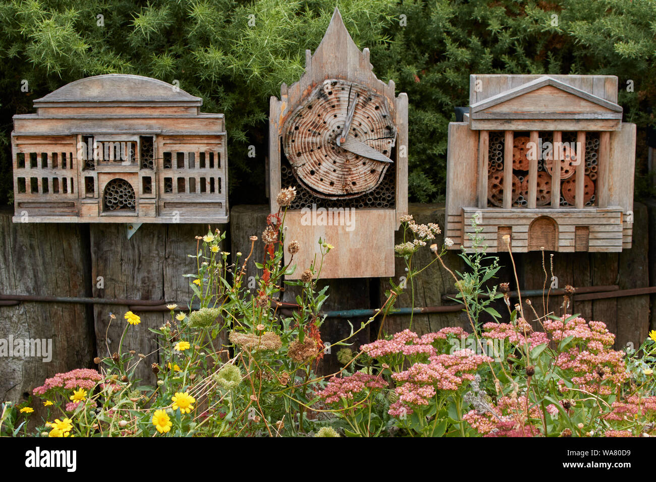 Bug boxes in garden setting, London, England, United Kingdom, Europe ...