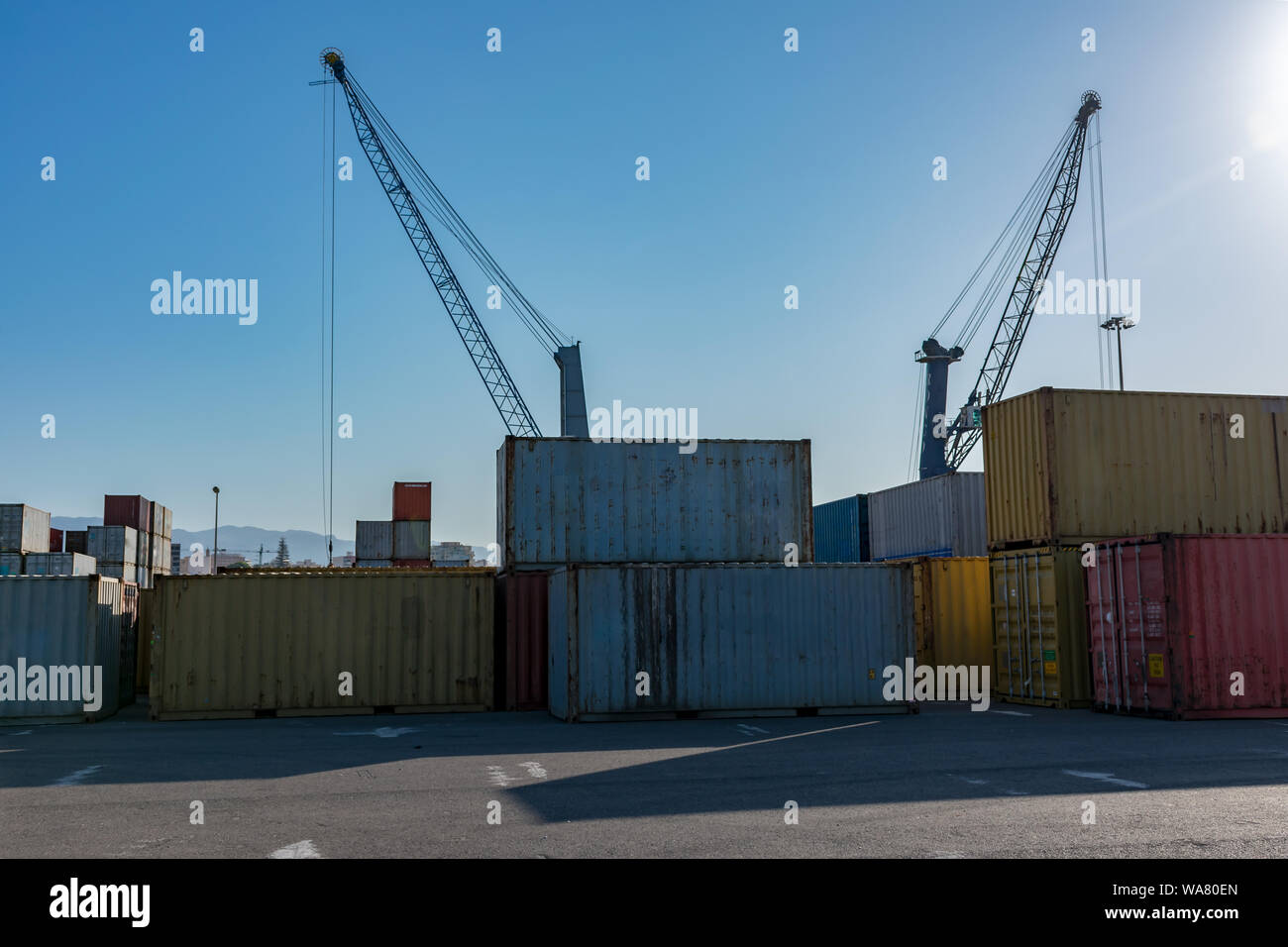 Cargo containers for export and import in maritime terminal Stock Photo ...