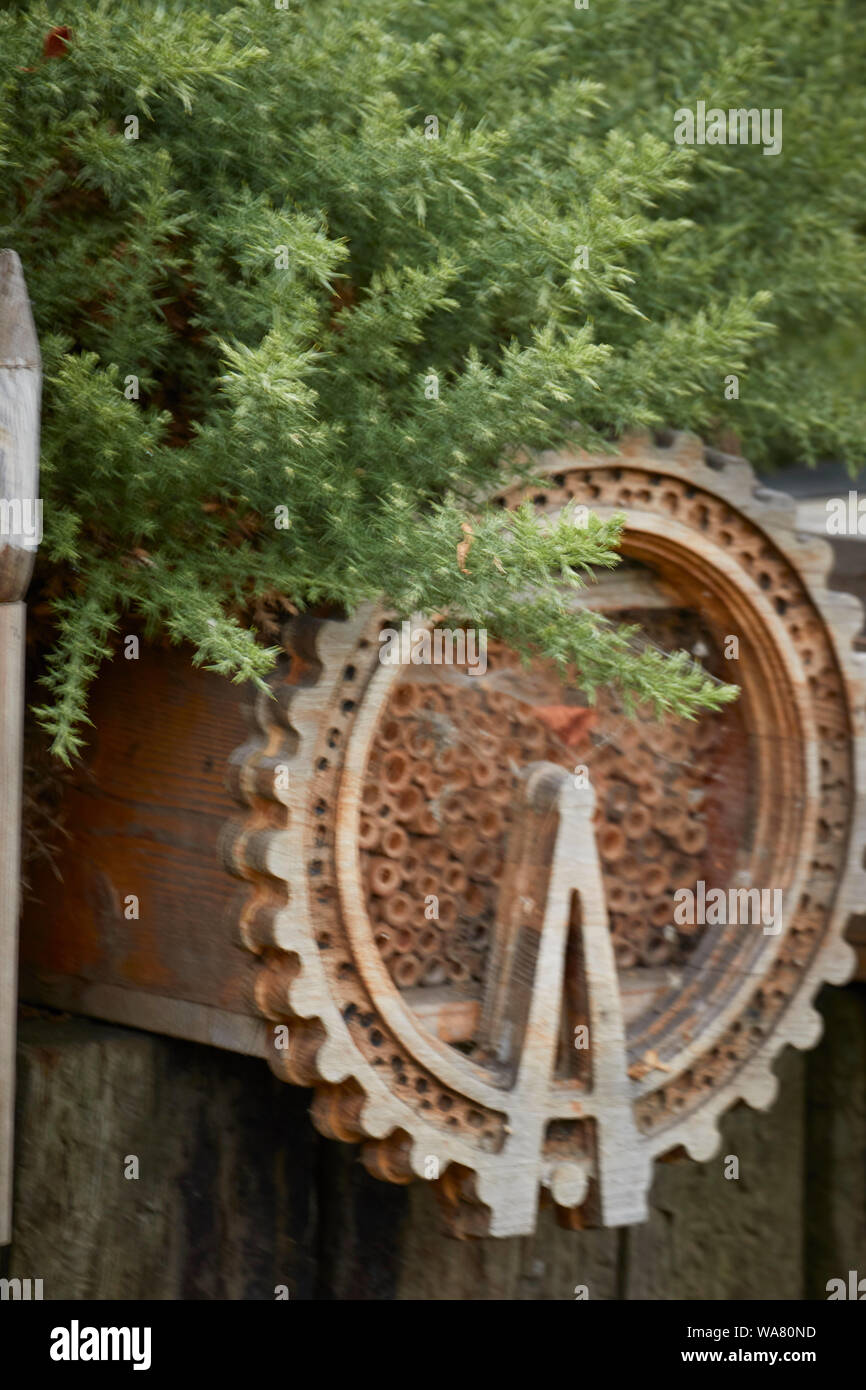 Bug boxes in garden setting, London, England, United Kingdom, Europe ...