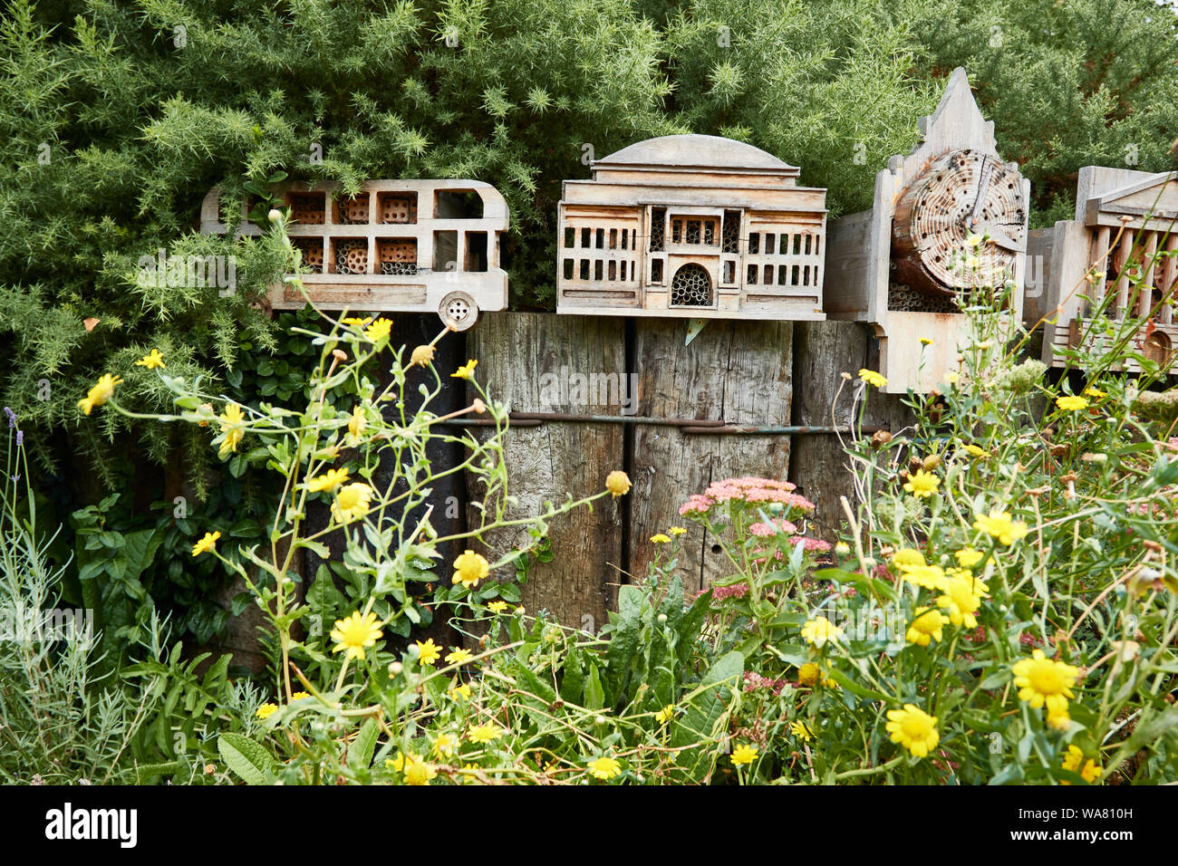 Bug boxes in garden setting, London, England, United Kingdom, Europe ...