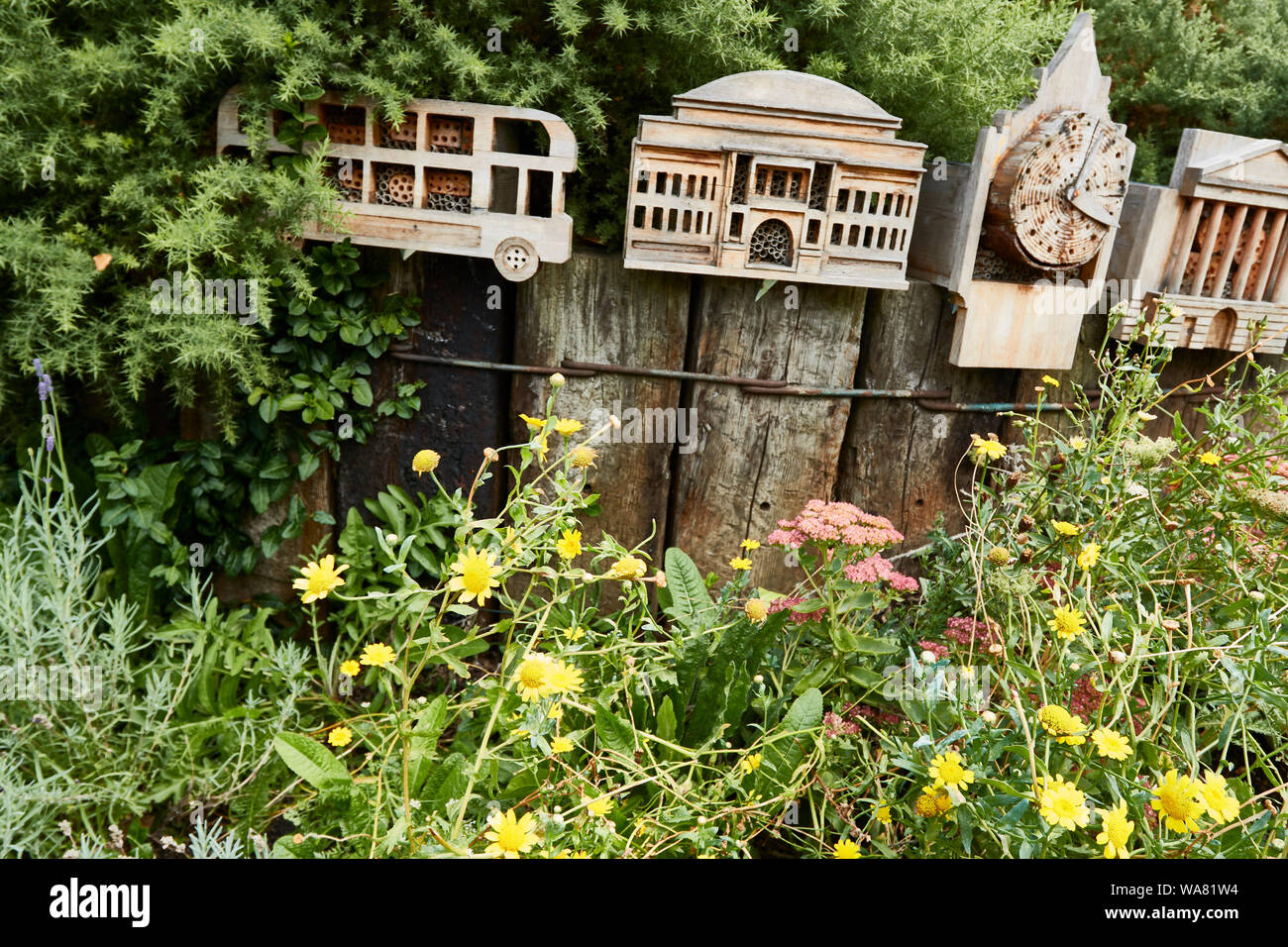 Bug boxes in garden setting, London, England, United Kingdom, Europe ...