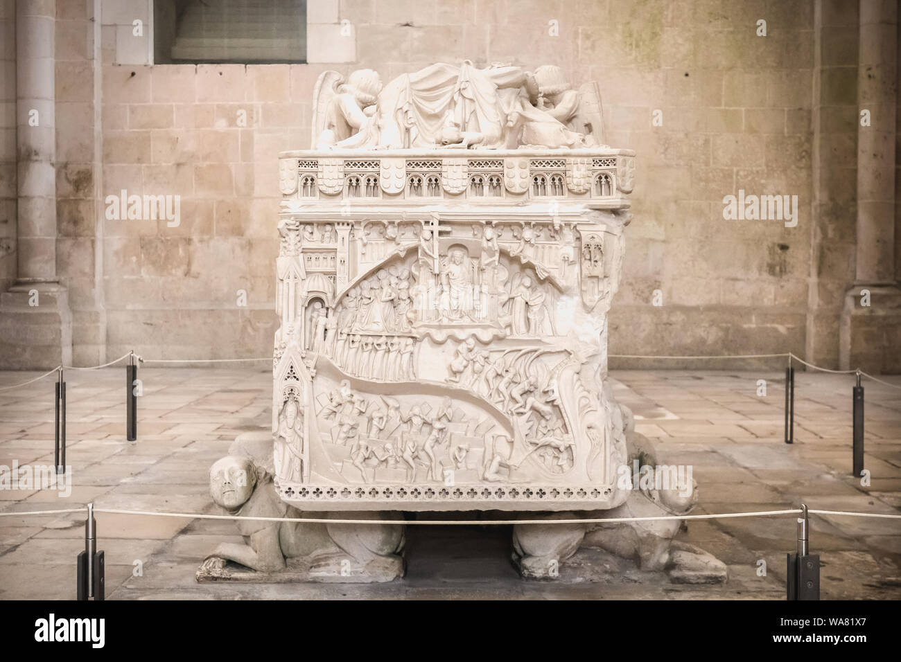 Alcobaca, Portugal - April 13, 2019: Architectural detail of the tomb ...