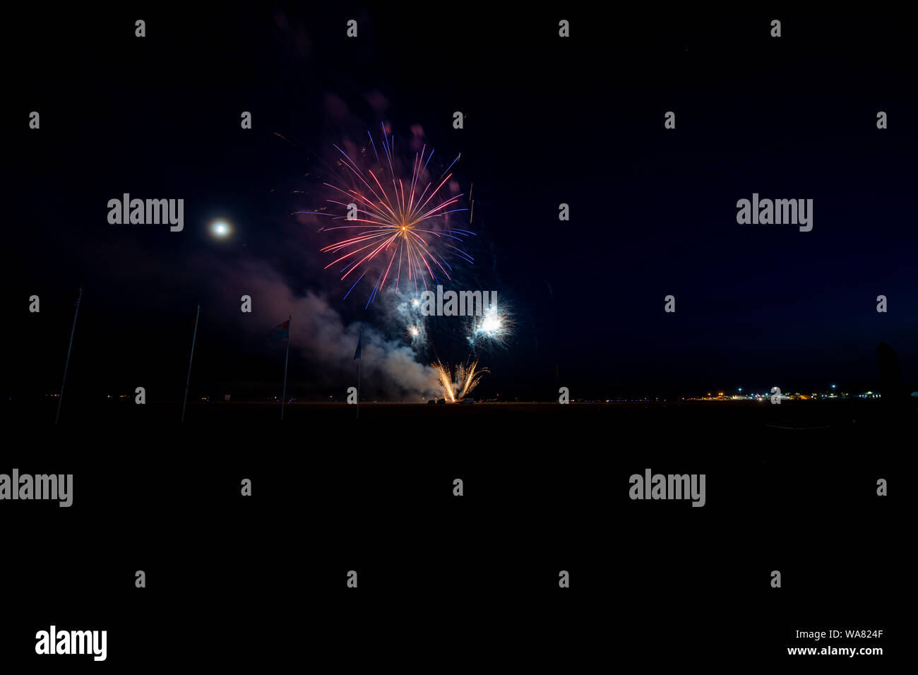 Fireworks in the clear night sky Stock Photo - Alamy