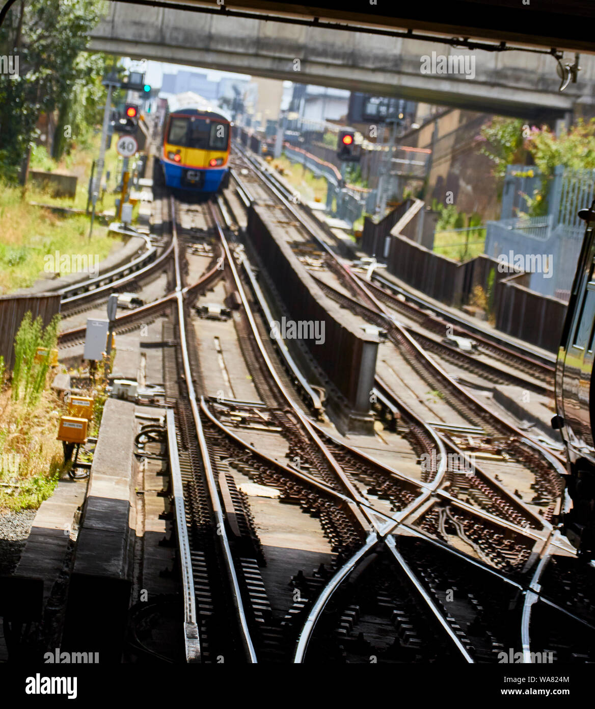 Train and tracks coming into North London station, England, United ...