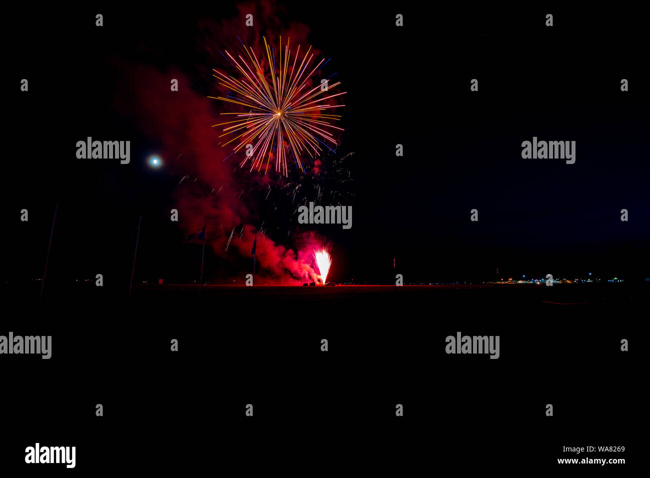 Red orange color fireworks hi-res stock photography and images - Alamy