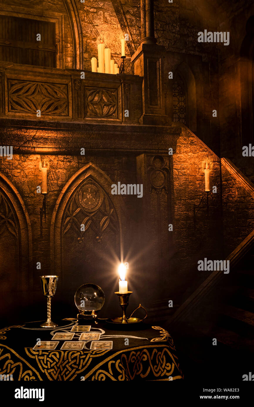 Tarot Reading in Castle Stock Photo - Alamy