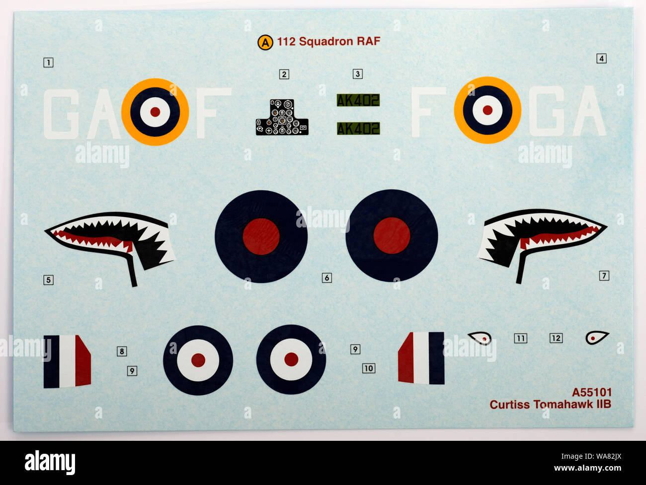 Airfix Curtiss Tomahawk model aircraft transfers Stock Photo - Alamy