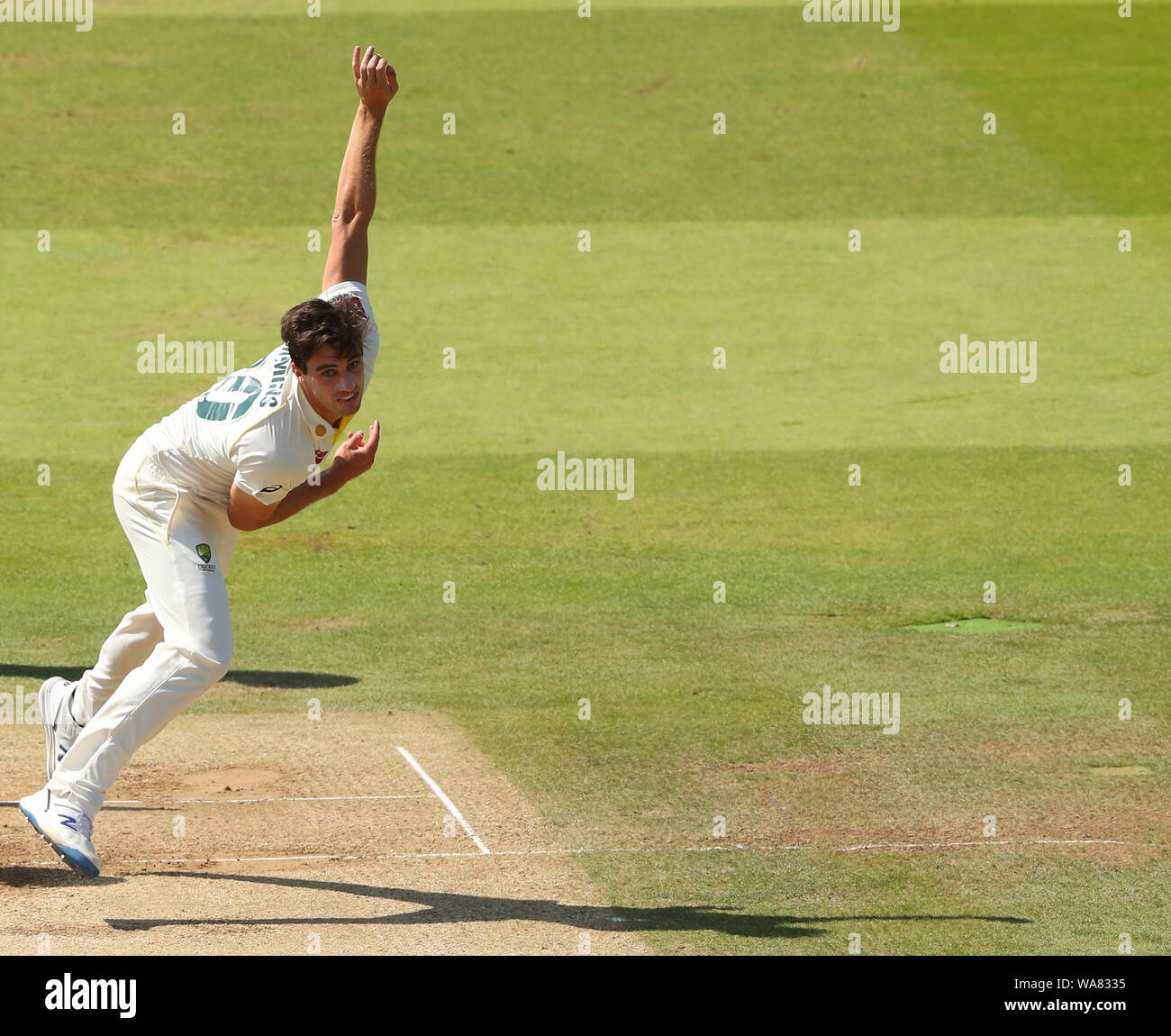 London, UK. 18th Aug, 2019. Pat Cummins of Australia bowling during the ...