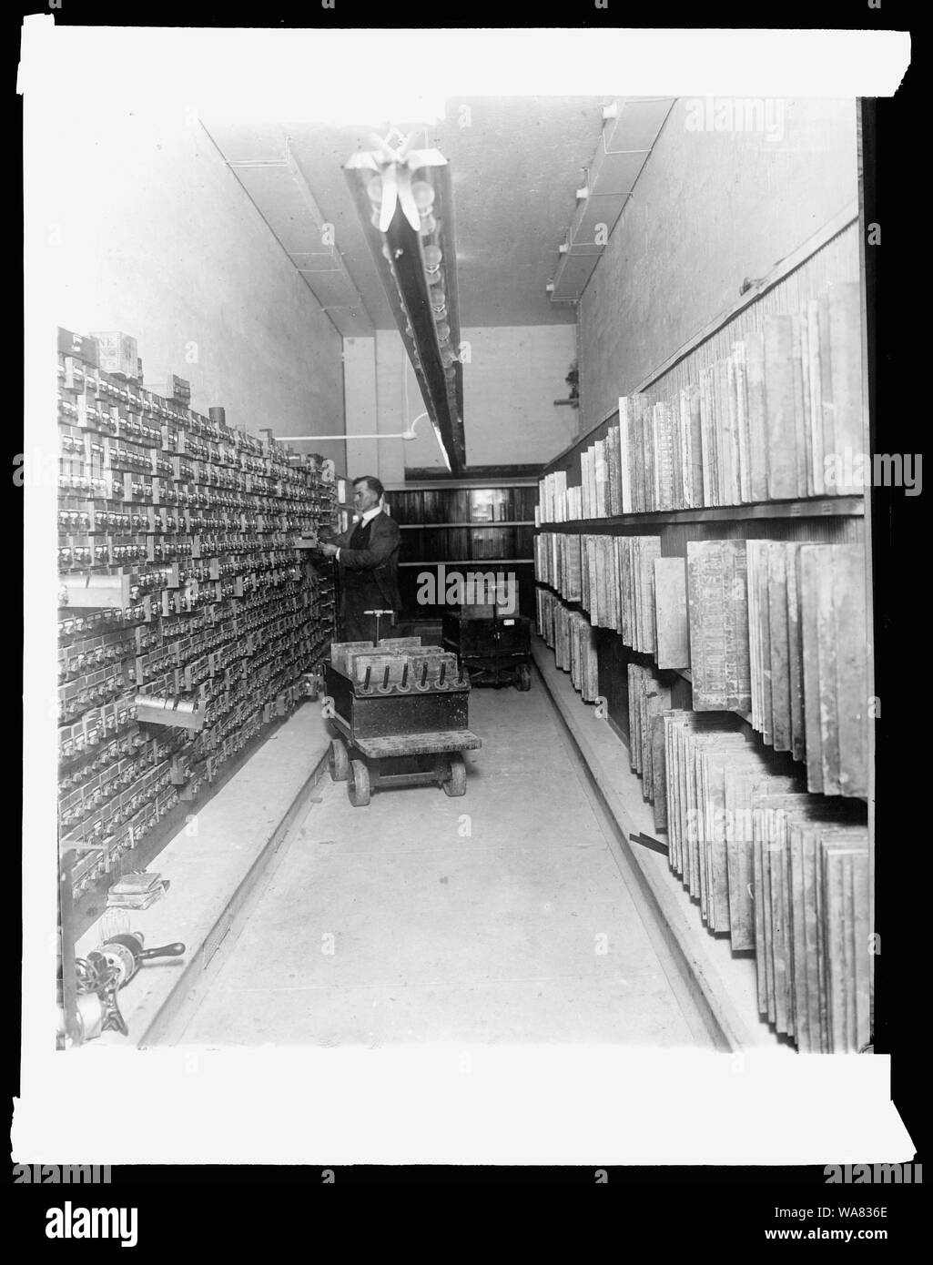 Bureau Eng. & Ptg. Interior of plate vault, roll case on left. Engraved ...