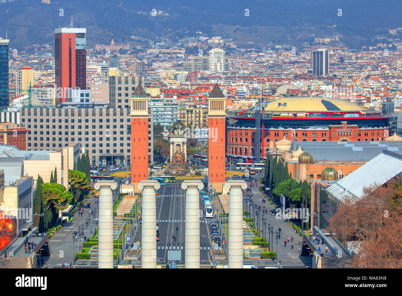view of famous Plaza de Espana in Barcelona Stock Photo - Alamy