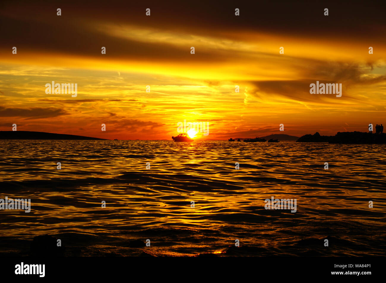 Sky with dramatic red, orange and copper color tone clouds at sunset ...