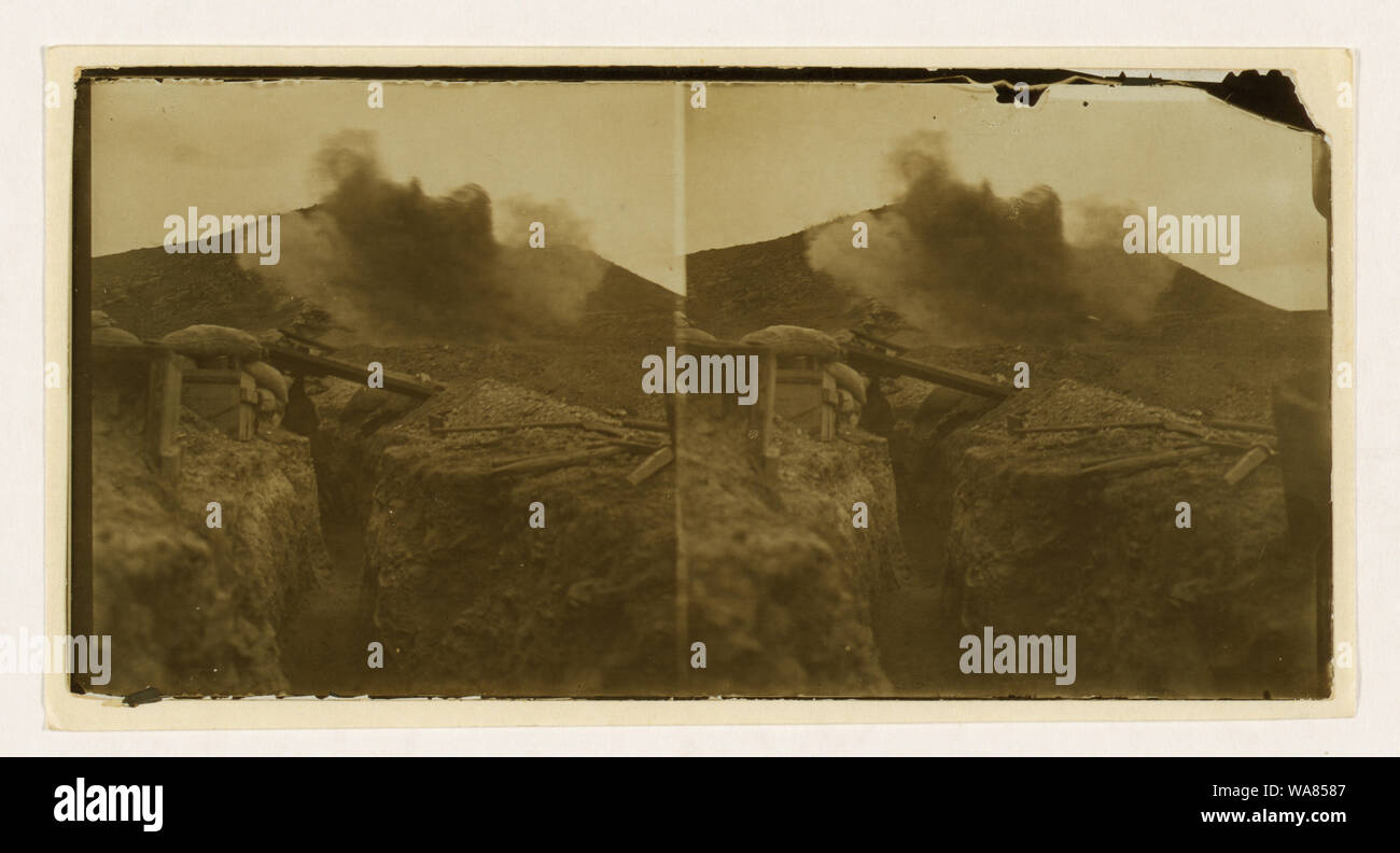 Bursting Japanese shell 200 ft. away, seen from Russian trench near ...