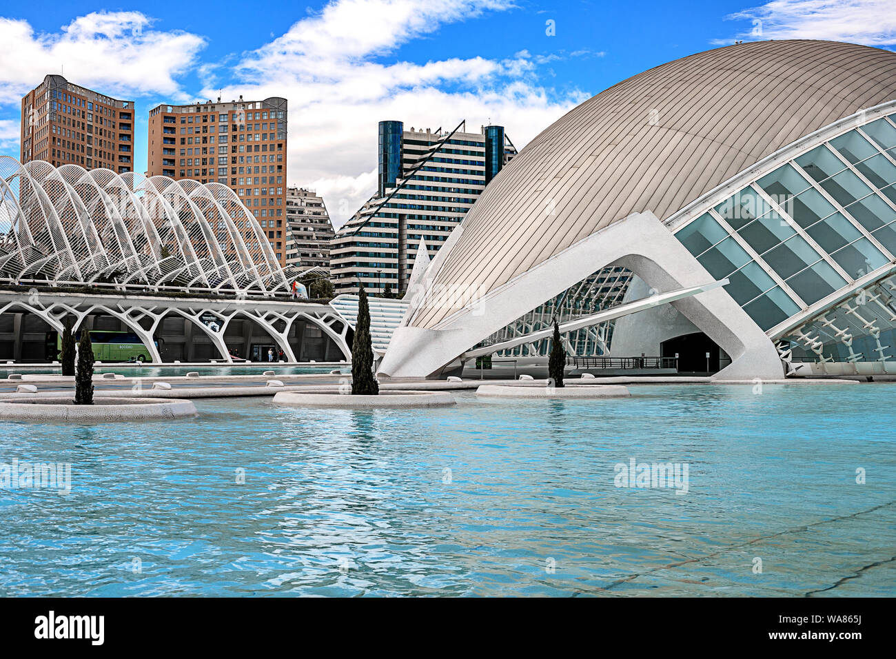 Valencia, Spain - August 17, 2019. View of the city of art and science ...