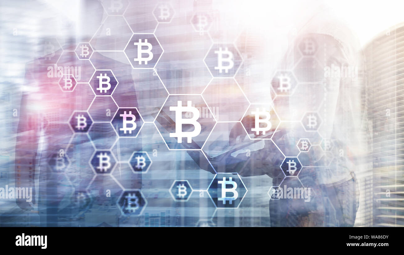 Bitcoin, Blockchain concept on server room background Stock Photo - Alamy