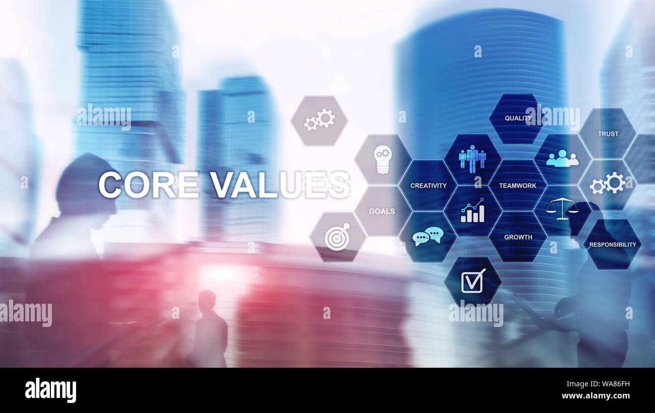 Core values concept on virtual screen. Business and finance solutions ...