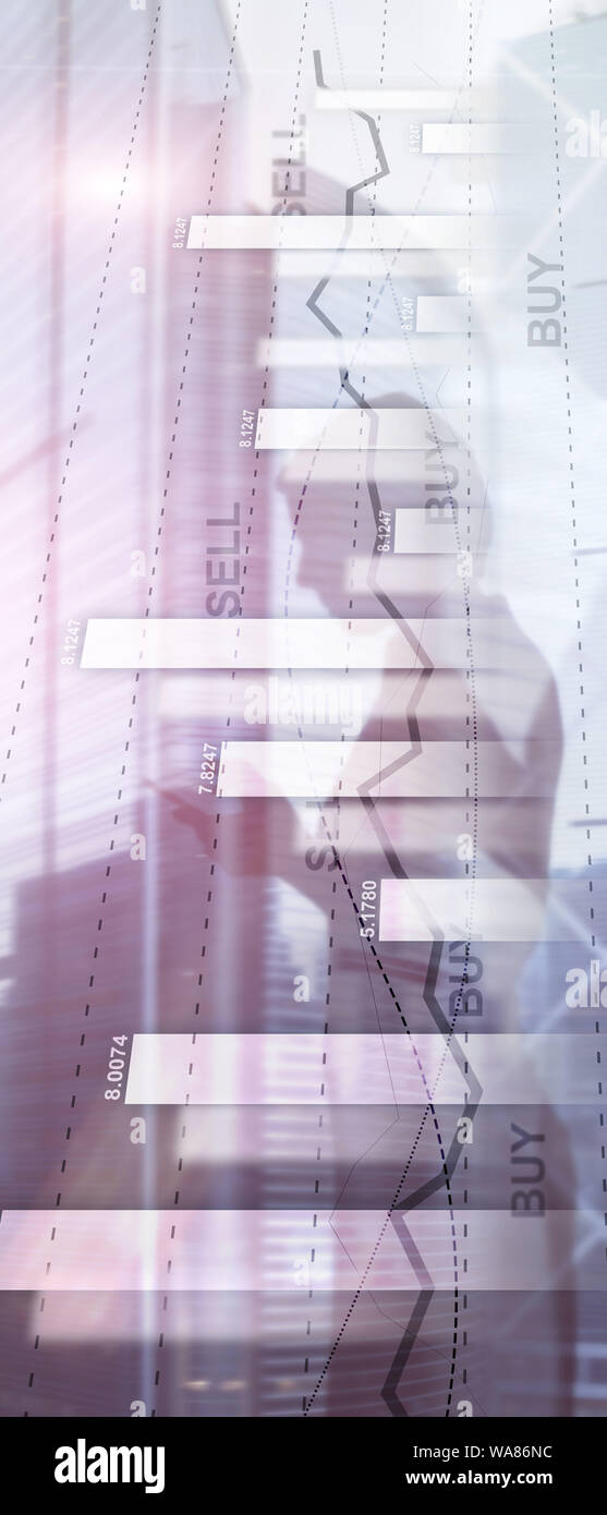 Vertical Panorama Banner. Financial stock trading graph chart diagram ...