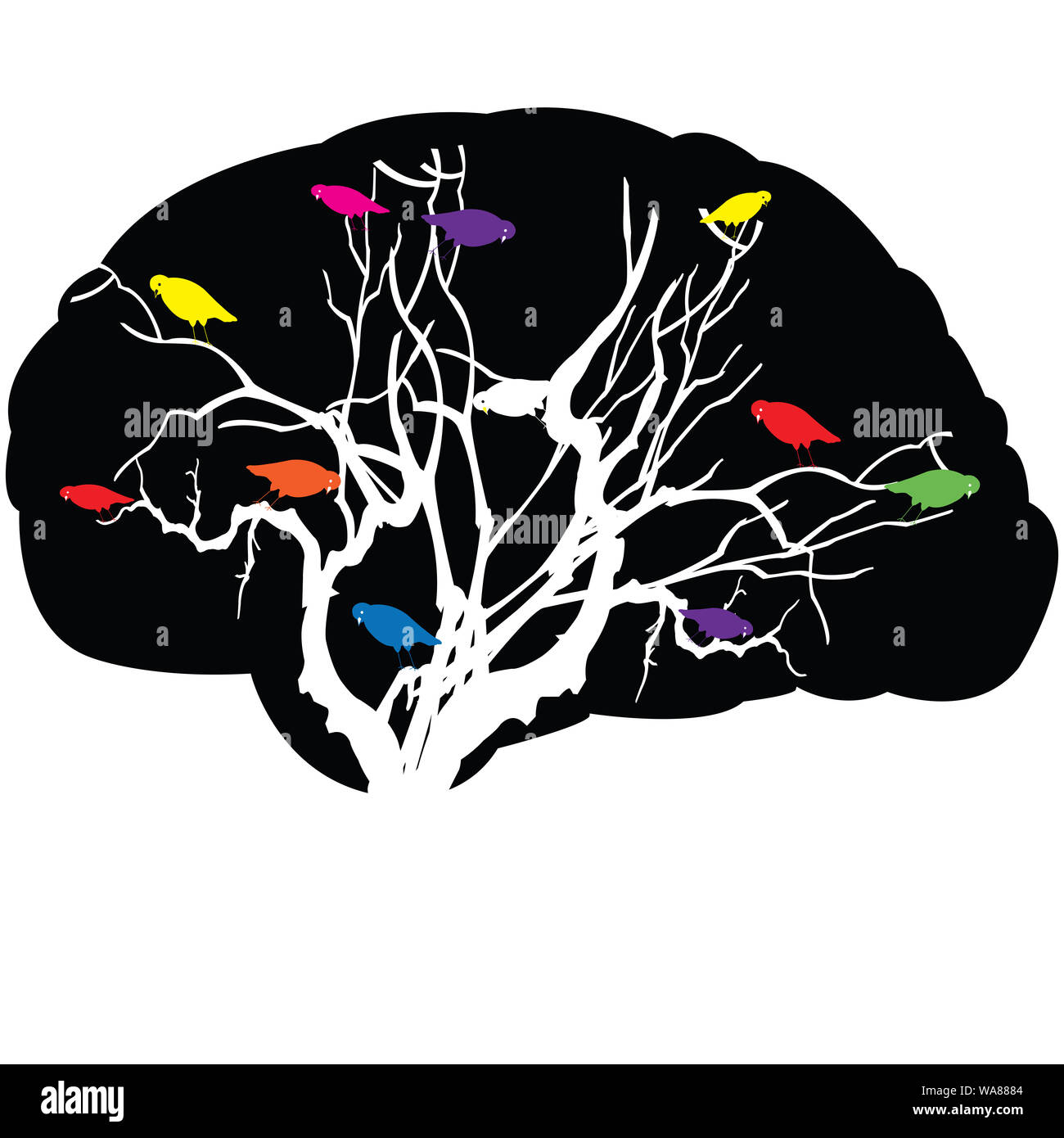 Brain tree illustration tree knowledge hi-res stock photography and ...