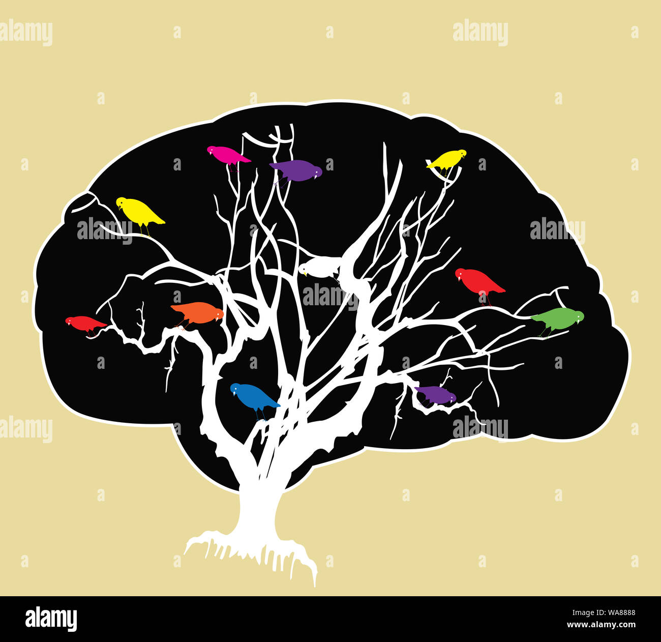 Brain tree illustration tree knowledge hi-res stock photography and ...