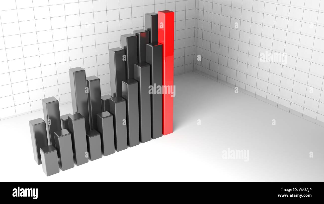 Bar chart black and red - 3D rendering illustration Stock Photo - Alamy