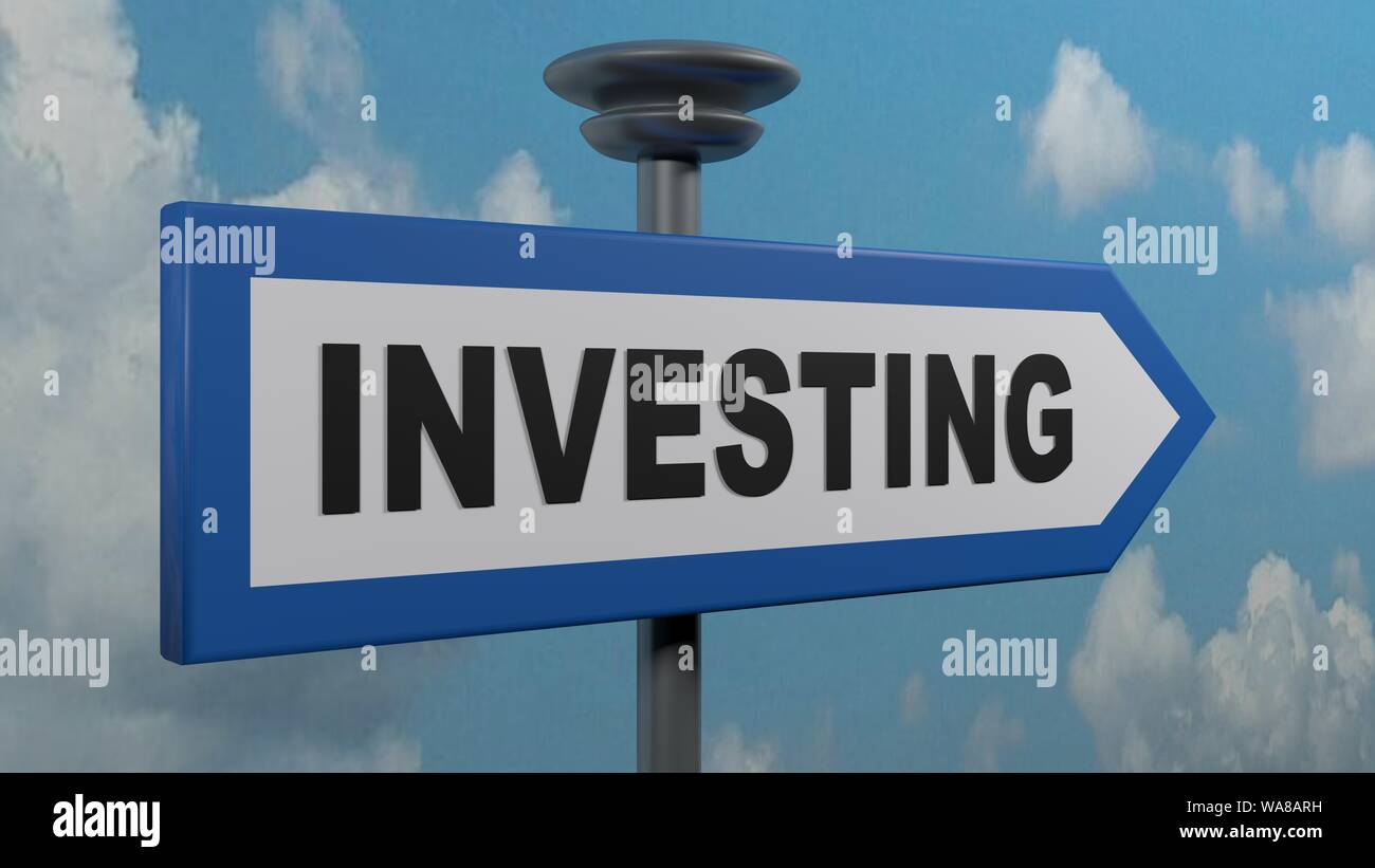 INVESTING street arrow sign - 3D rendering illustration Stock Photo - Alamy