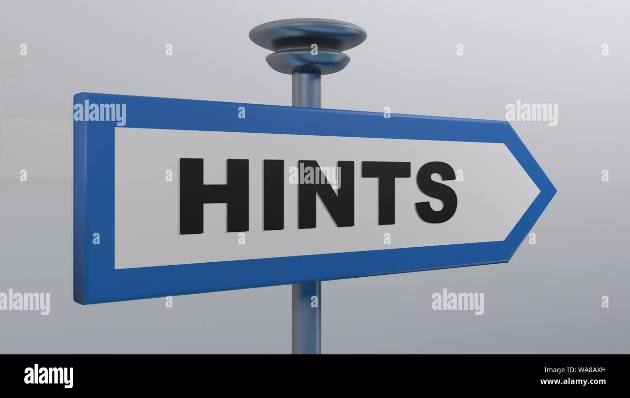 HINTS street arrow sign - 3D rendering illustration Stock Photo - Alamy