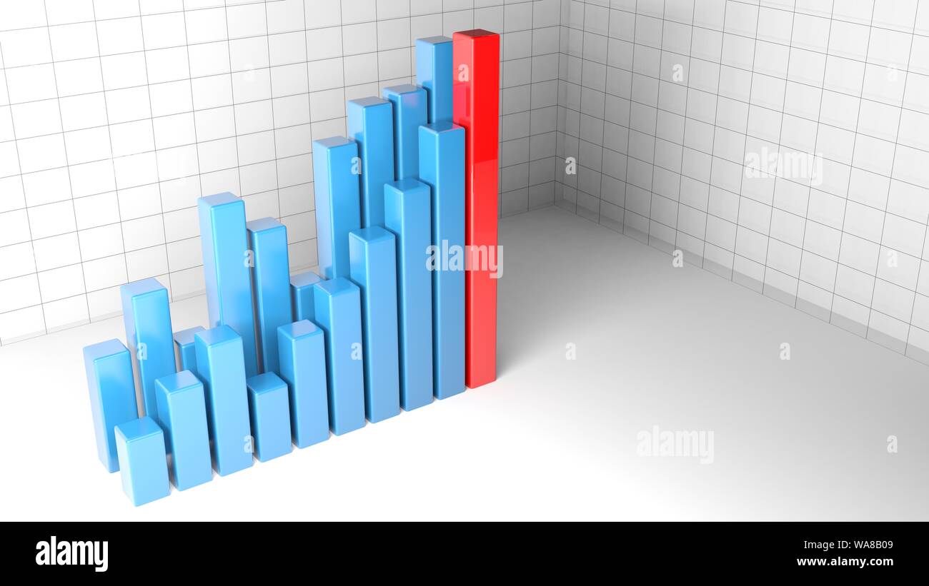 Bar chart blue and red - 3D rendering illustration Stock Photo - Alamy