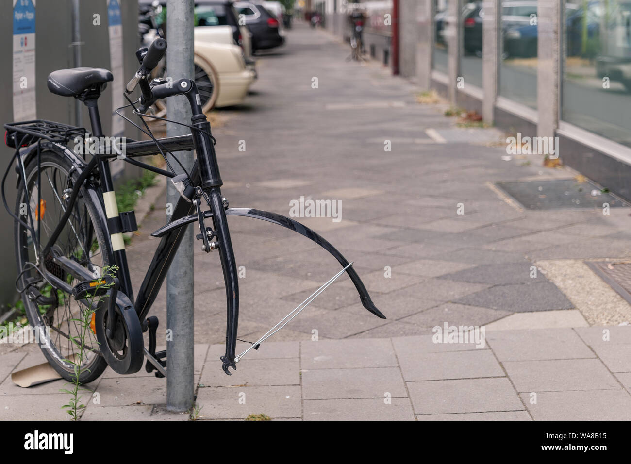 Bike or bicycle lock on steel pole on sidewalk was stolen its front ...