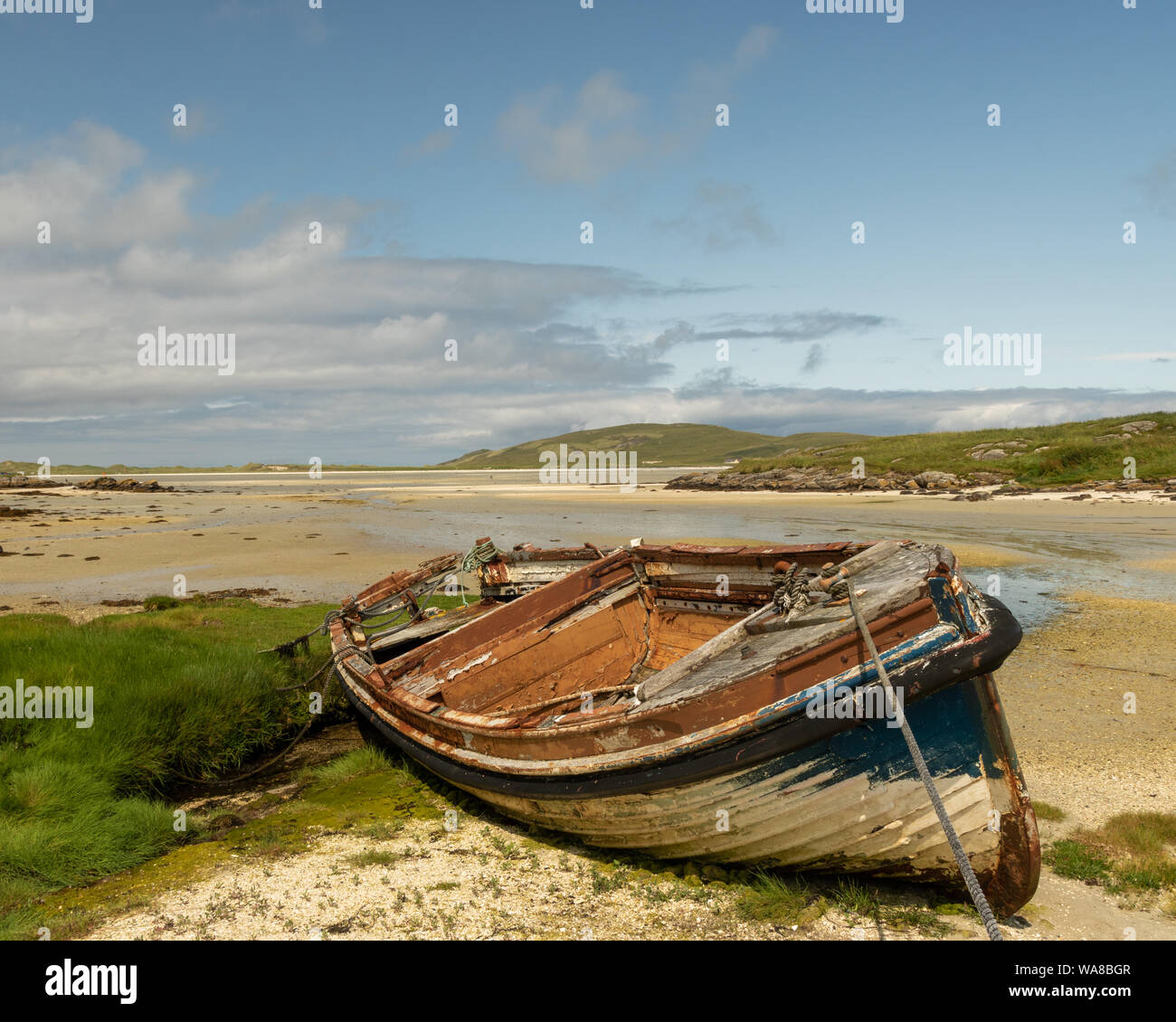 A fishing boat on the beach. Outer Hebrides, Scotland Stock Photo - Alamy