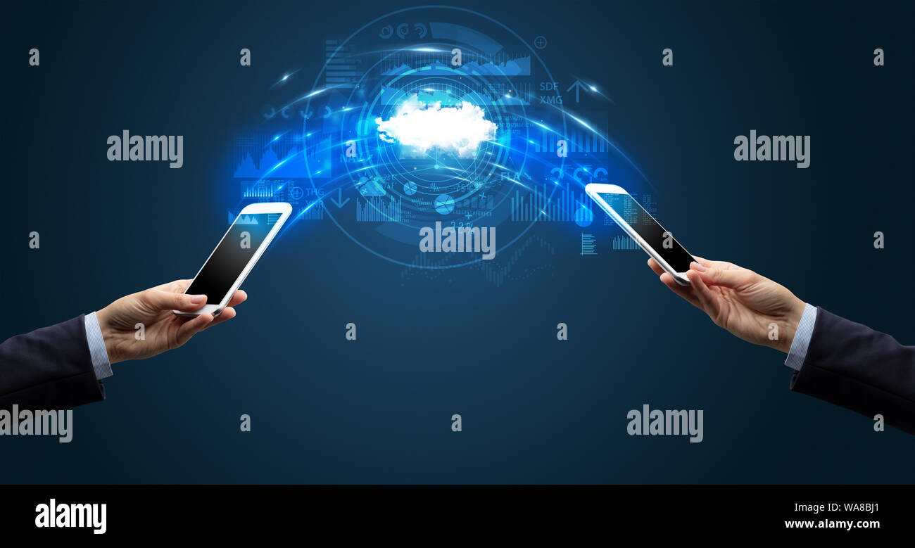 Two smart phones technology transfer hi-res stock photography and ...