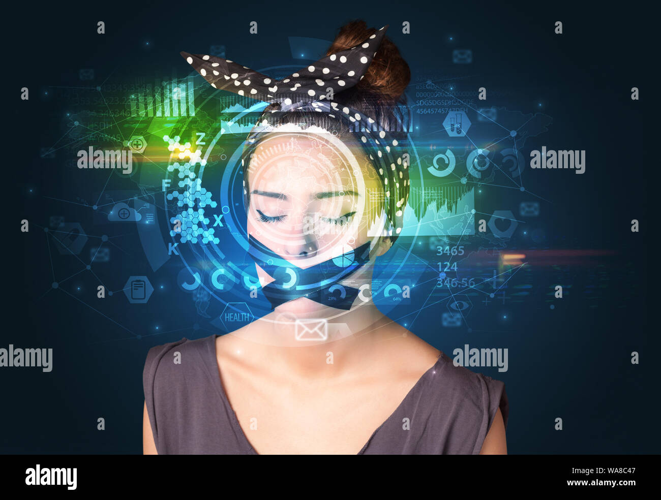 Biometric identification and Facial recognition system concept Stock ...