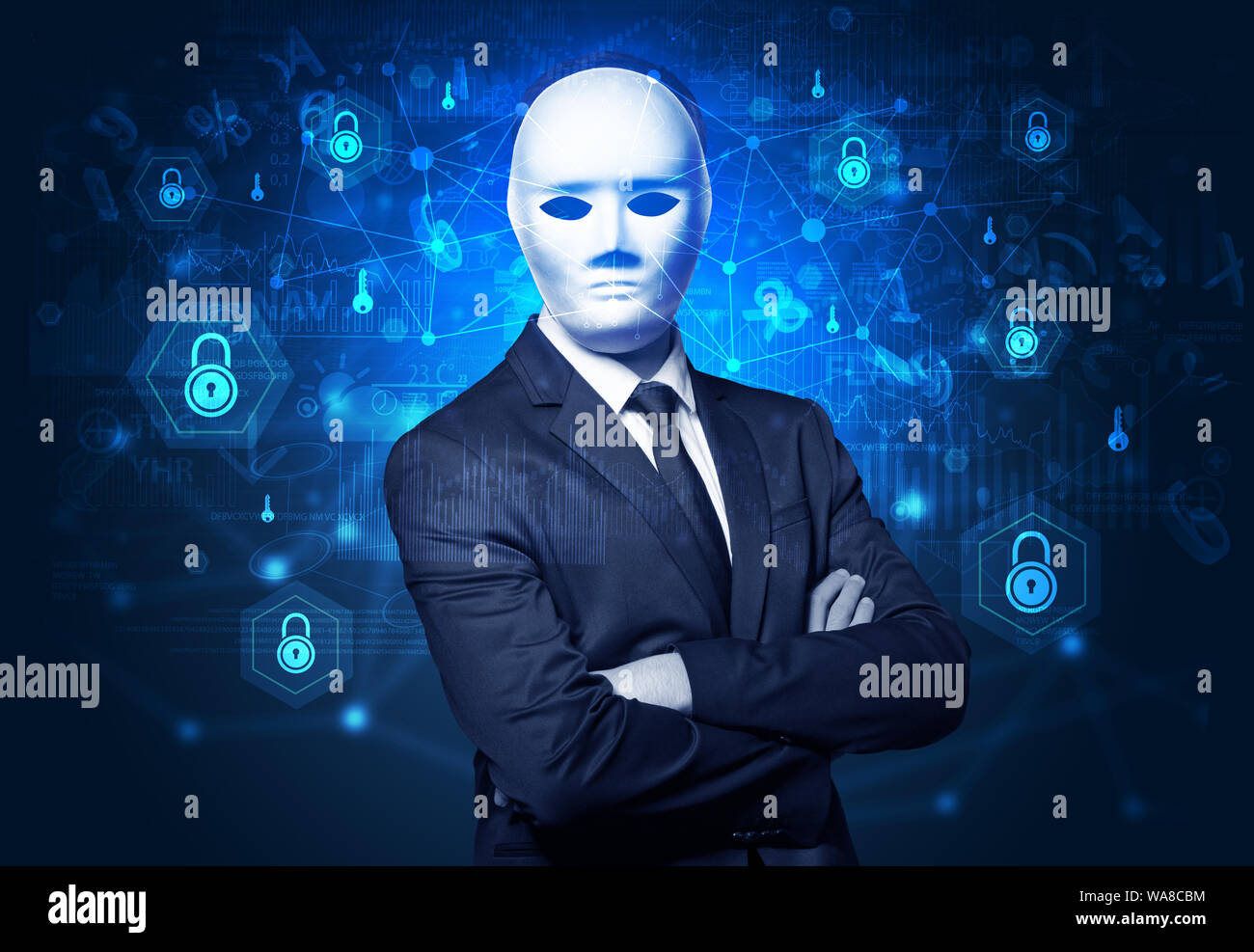 Facial security recognition concept with mesh and locks Stock Photo - Alamy