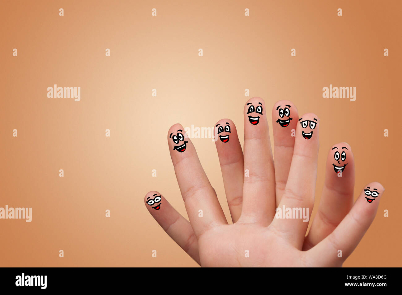 Smart looking fingers smiling and hugging Stock Photo - Alamy