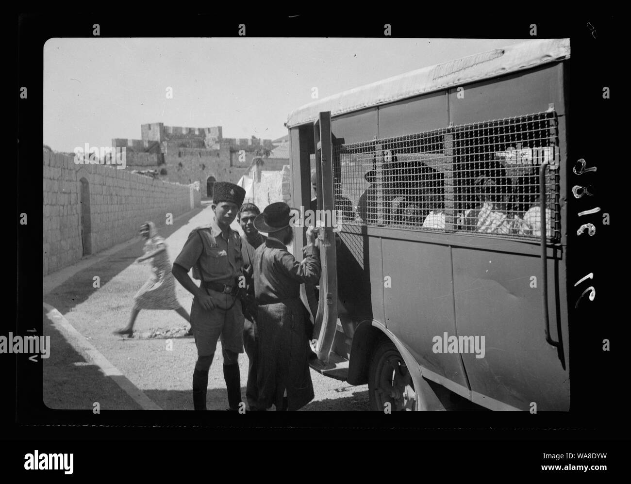 Caged-in Jerusalem buss [i.e., bus] Stock Photo - Alamy