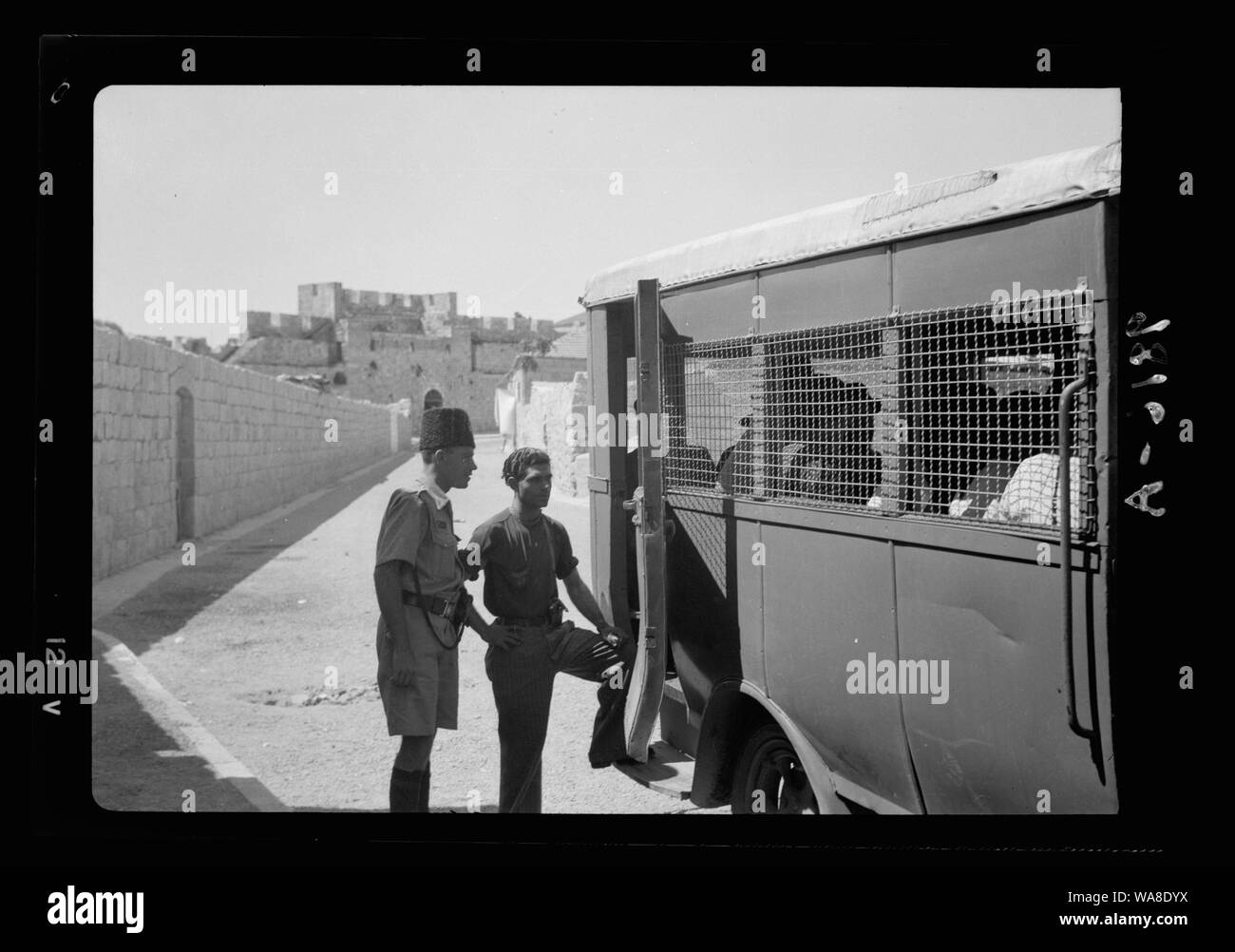 Caged-in Jerusalem buss [i.e., bus] Stock Photo - Alamy