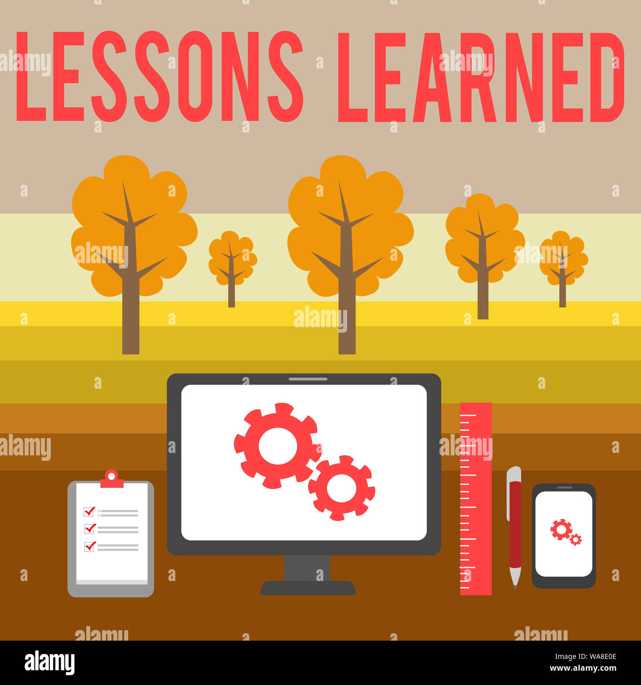 Conceptual hand writing showing Lessons Learned. Concept meaning the knowledge or understanding ...