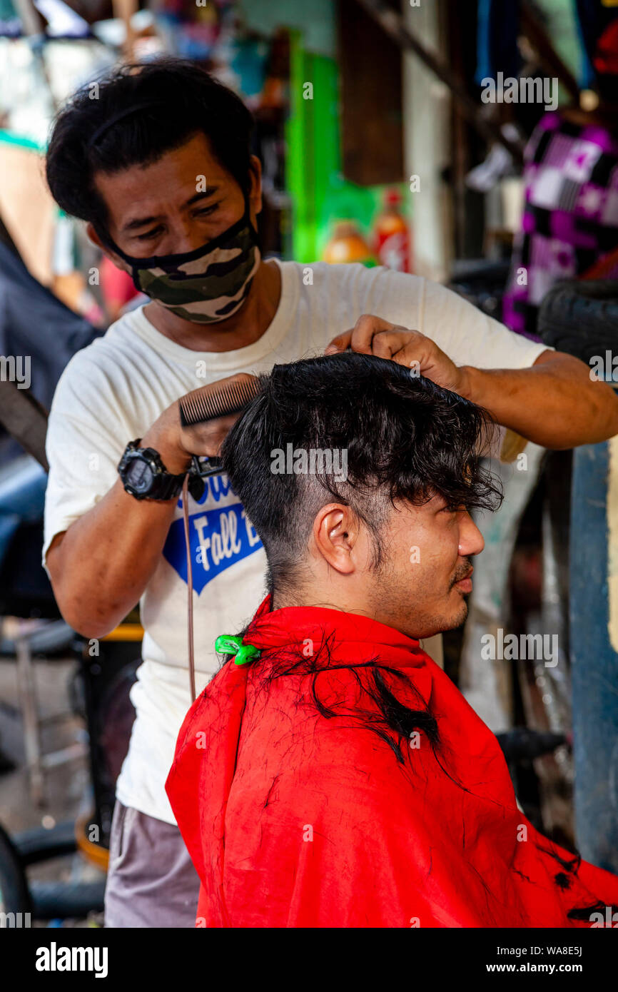 Street Barber, Intramuros, Manila, The Philippines Stock Photo - Alamy