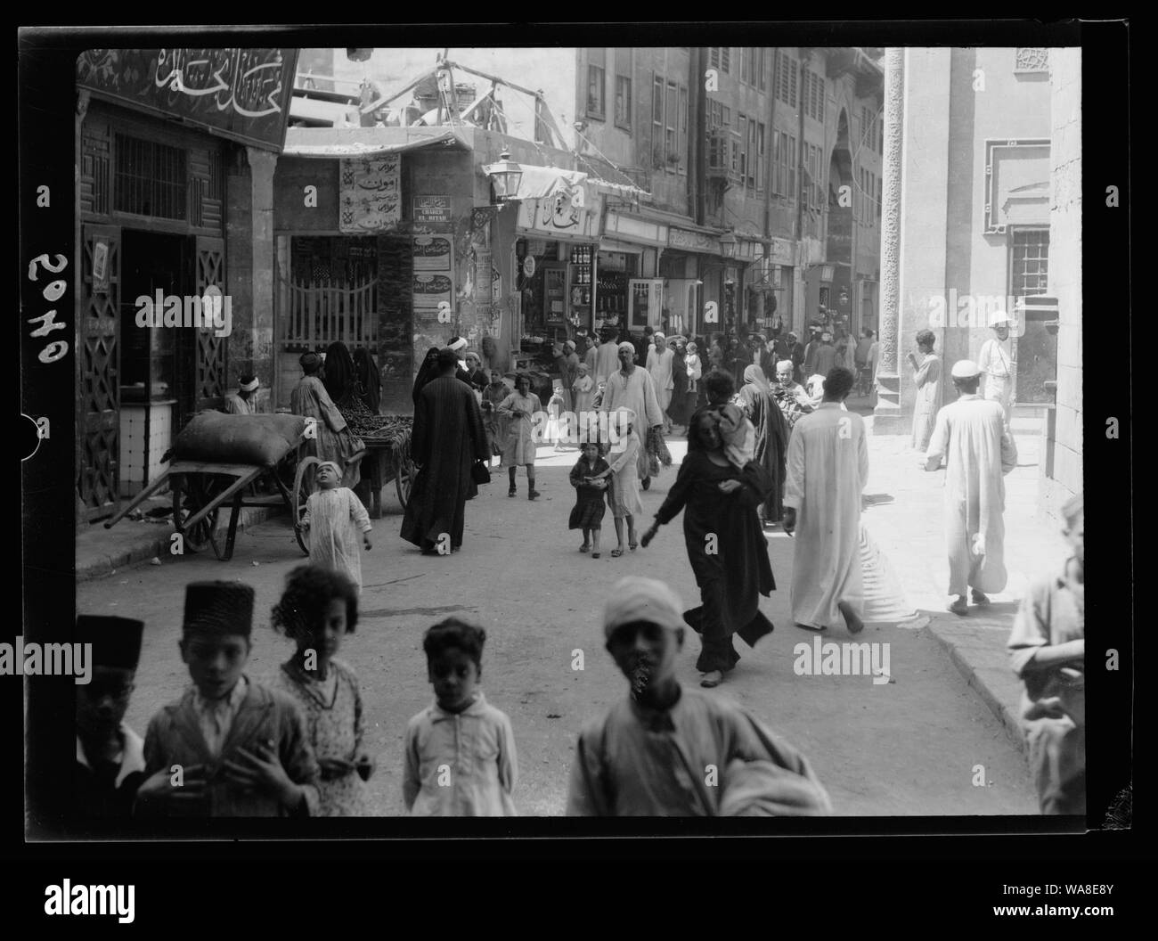 Cairo and district, Egypt. Street scene, Old Cairo. Little shops and ...