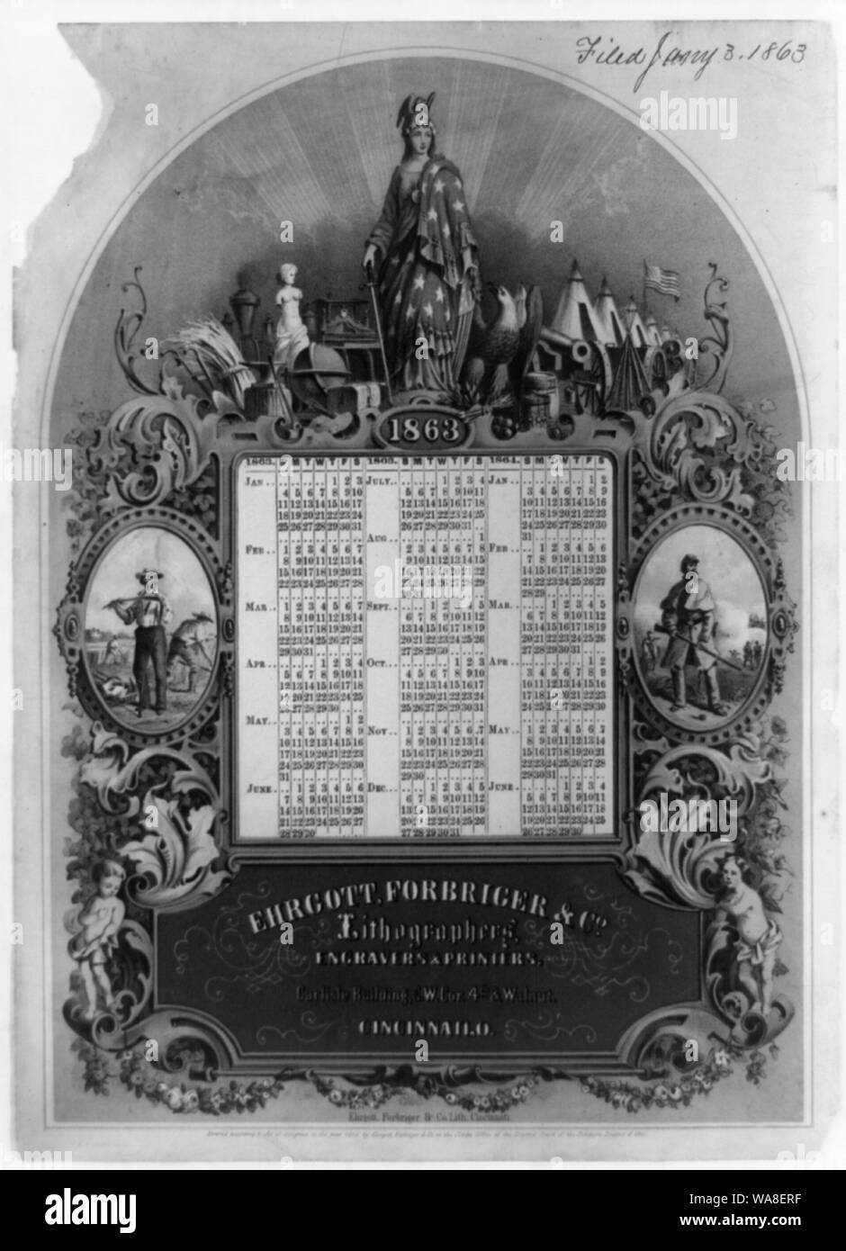 Calendar for 1863 Stock Photo - Alamy