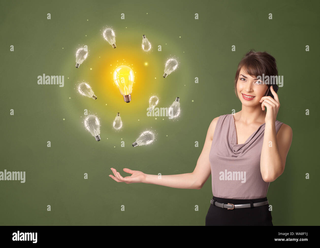 Young smiling person presenting new idea concept Stock Photo - Alamy