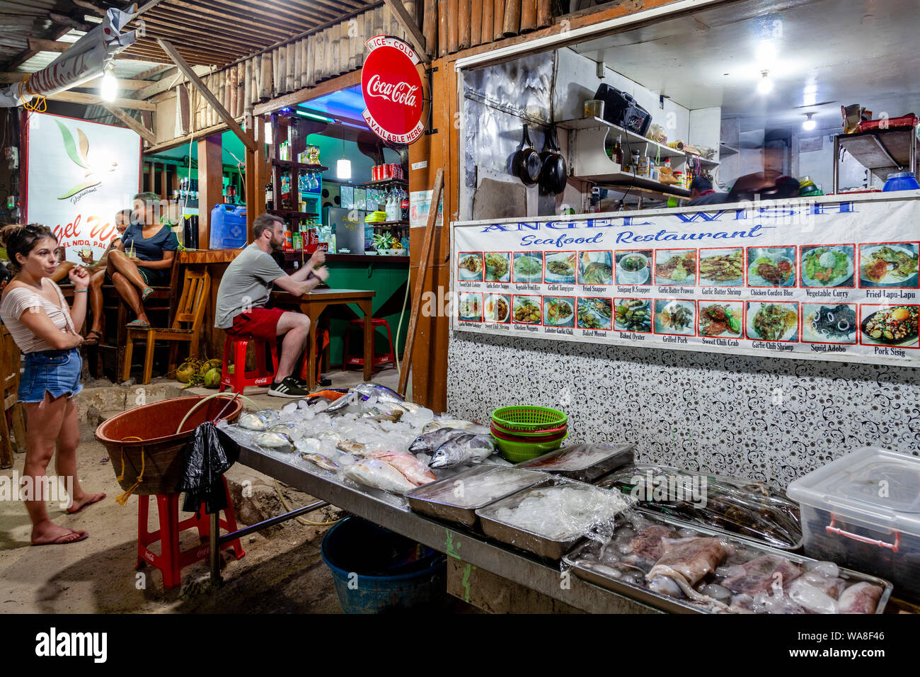 Fresh Seafood Displayed Outside The Angel Wish Seafood Restaurant, El ...