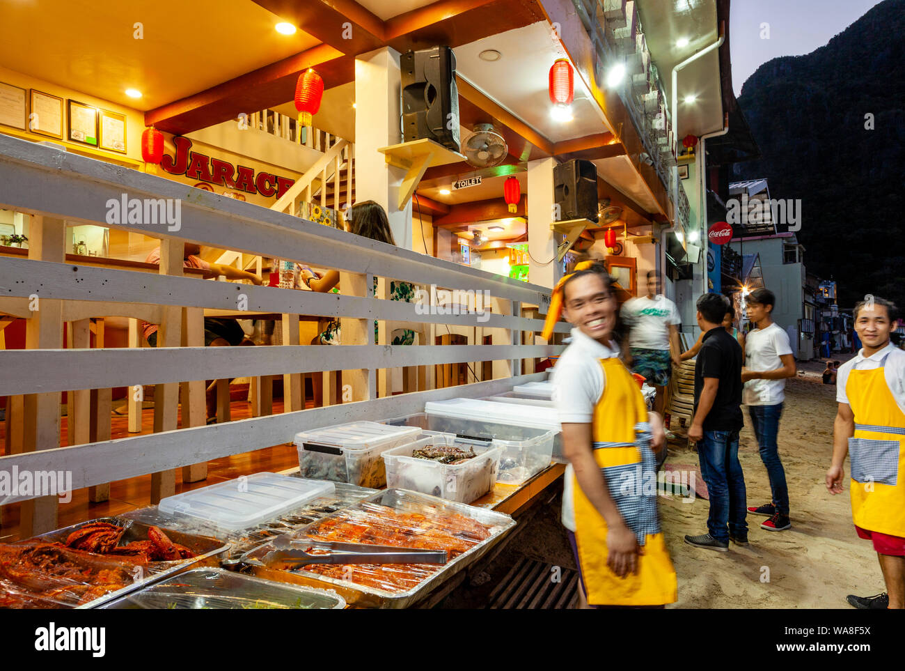 Fresh Seafood On Display Outside The Jarace Grill Beachfront Restaurant ...
