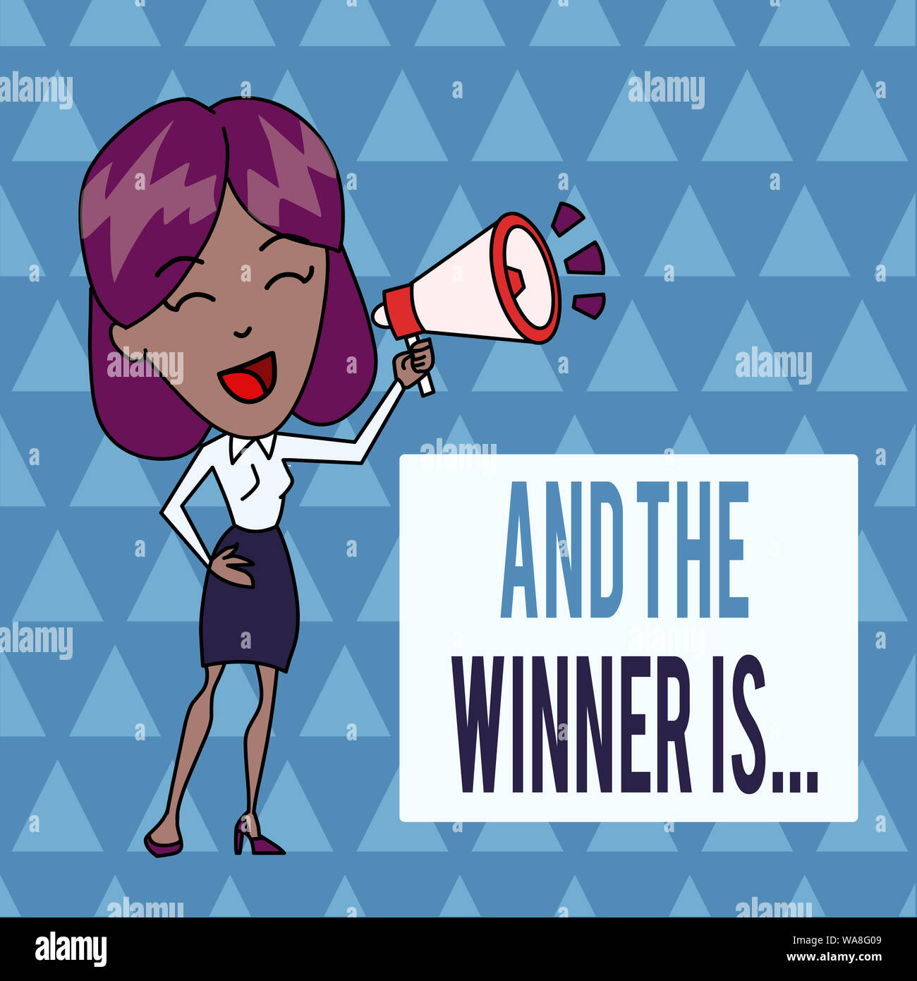 Excited young woman announcing winner hi-res stock photography and ...