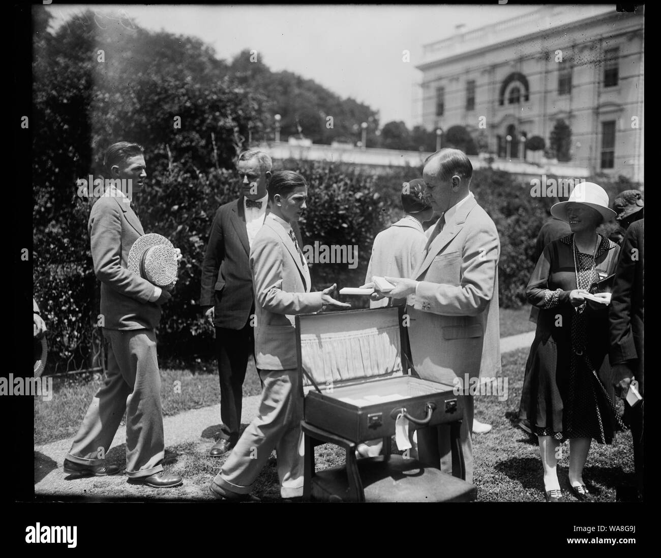 Calvin Coolidge and group at White House, Washington, D.C Stock Photo ...
